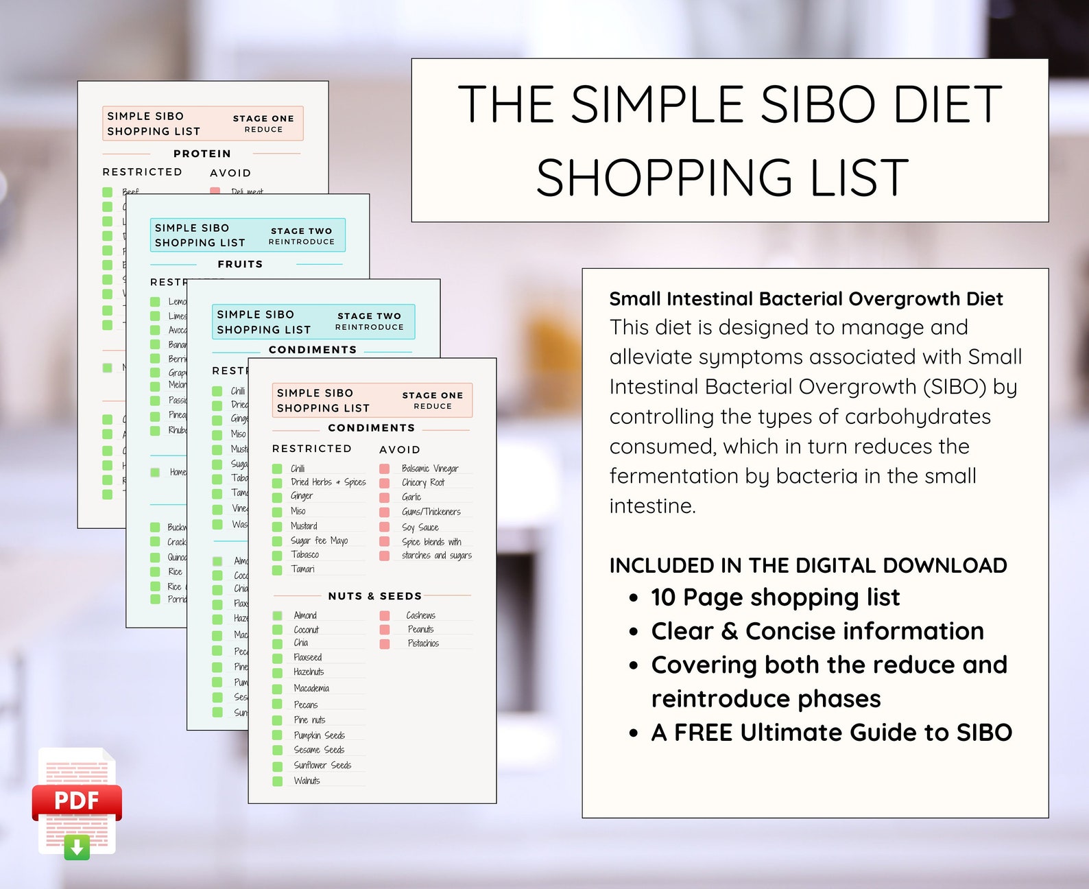 PREMIUM SIMPLE SIBO Diet Shopping List Sibo Food Chart, Low Fodmap Diet ...