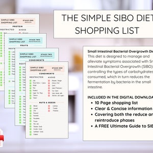 PREMIUM SIMPLE SIBO Diet Shopping List Sibo Food Chart, Low Fodmap Diet ...