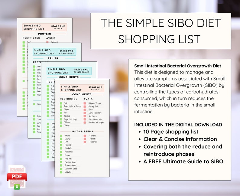PREMIUM SIMPLE SIBO Diet Shopping List Sibo Food Chart, Low Fodmap Diet Sibo Foods to Avoid ...