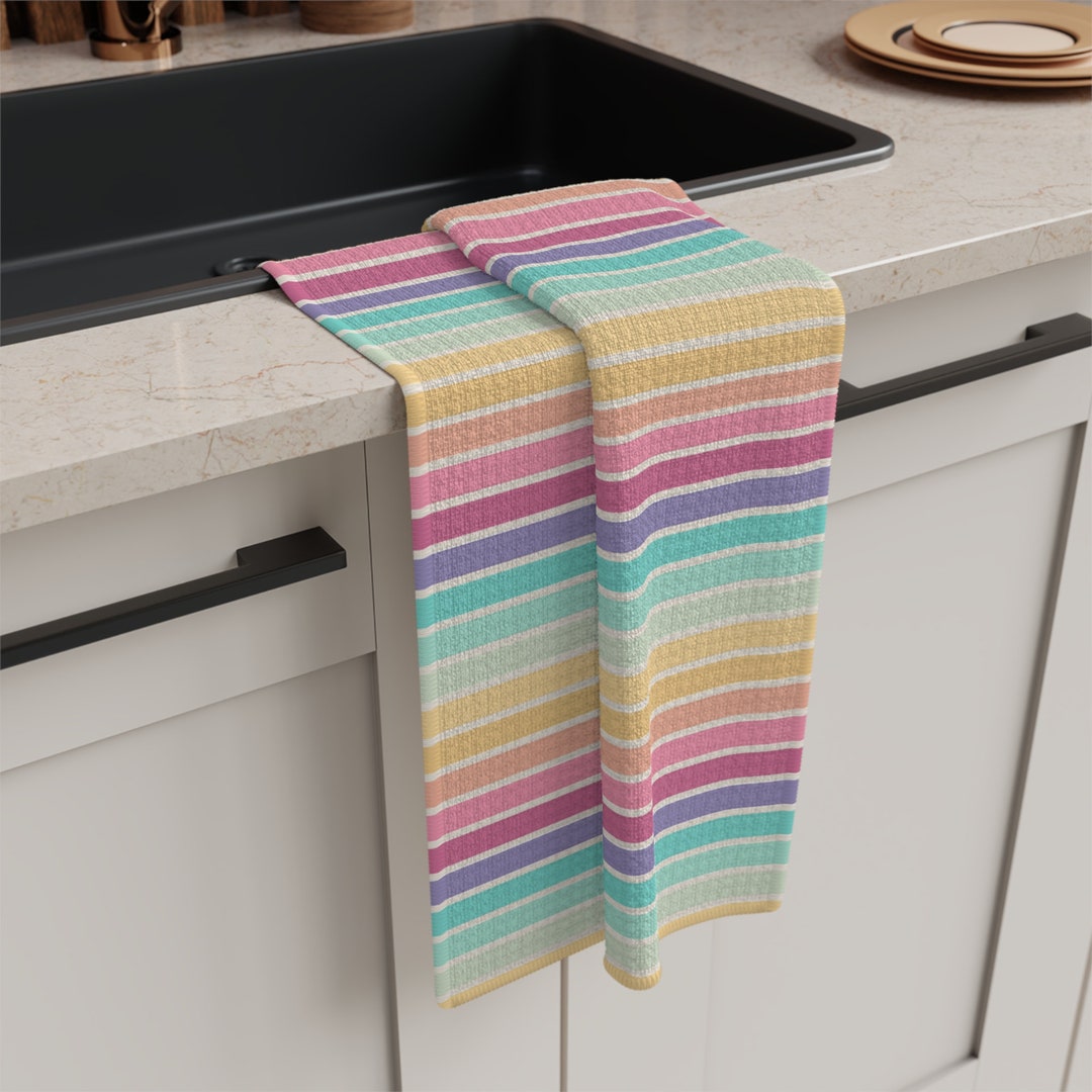 Modern Tea Towel Simple Modern Kitchen Décor Rainbow Tea Towel Retro ...