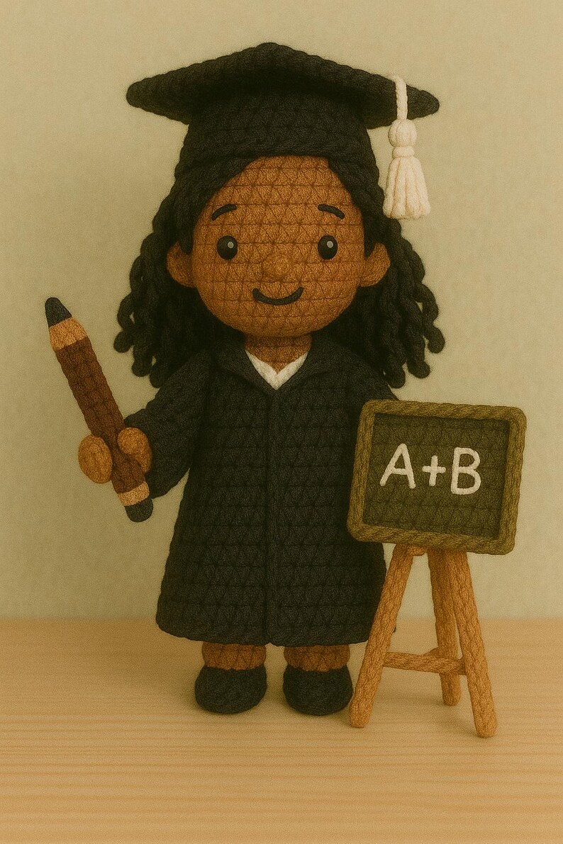 Crochet Graduation Doll With Career Outfit, Handmade Graduate Plush for ...