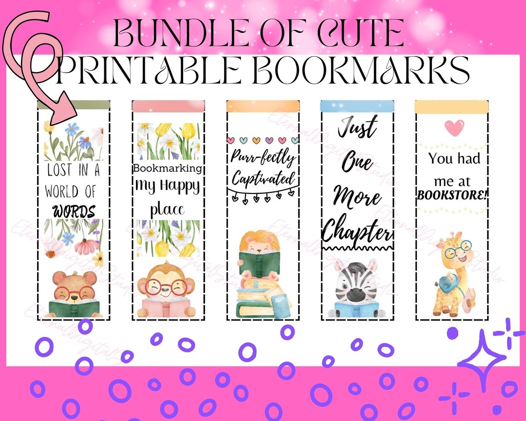 Printable 2x6 Inch Bookmark Bundle Printable Bookmarks for - Etsy