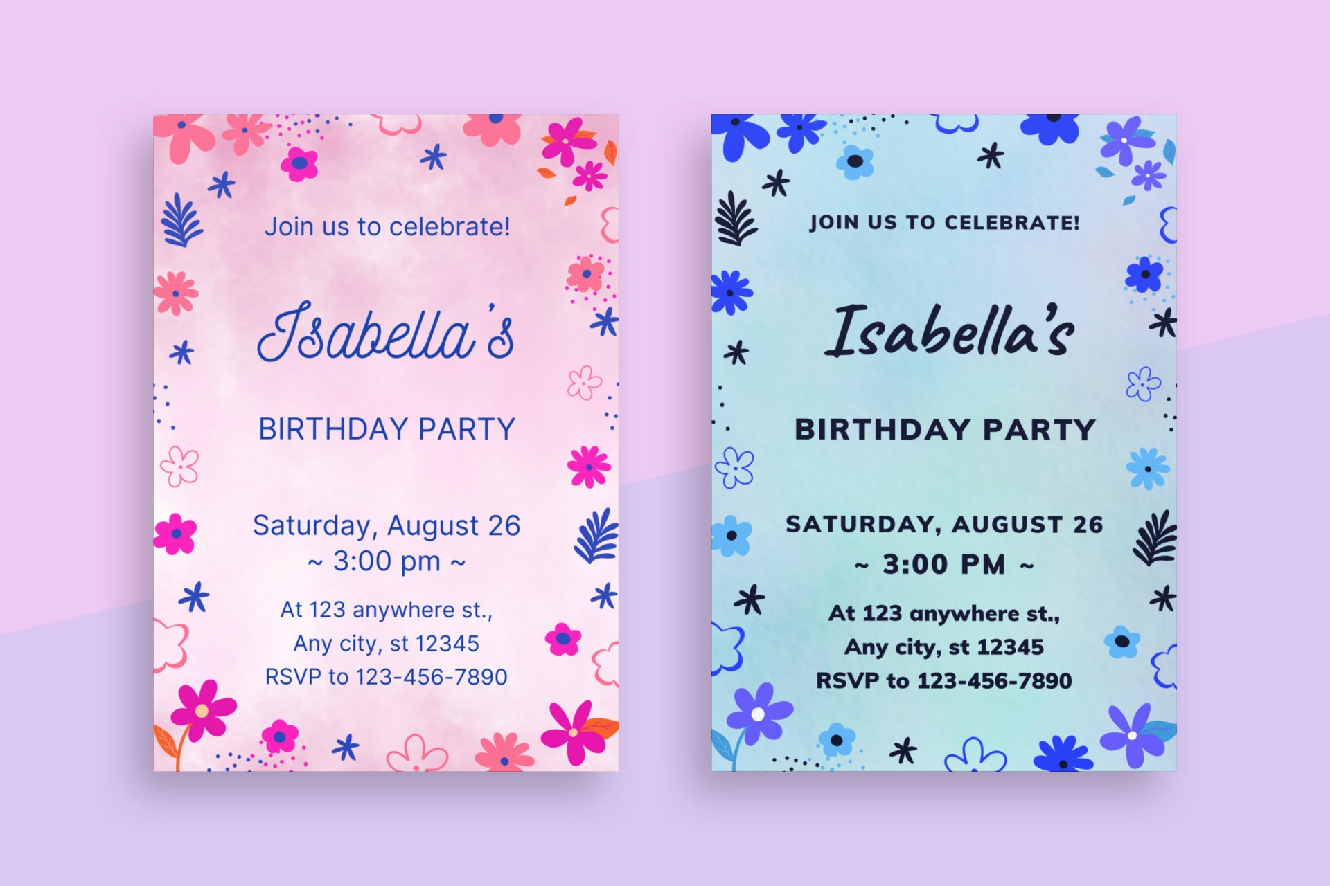 Simple Colorful Birthday Invitation Template Custom Party Invite ...