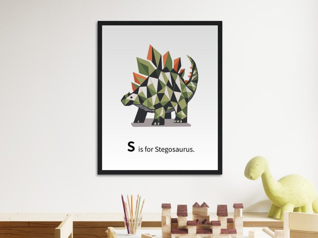 S is for Stegosaurus Dinosaur Framed Poster Art Print - Etsy