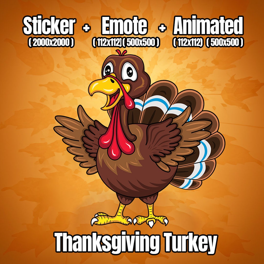 Thanksgiving Turkey Digital Sticker, Thanksgiving Turkey Emote ...