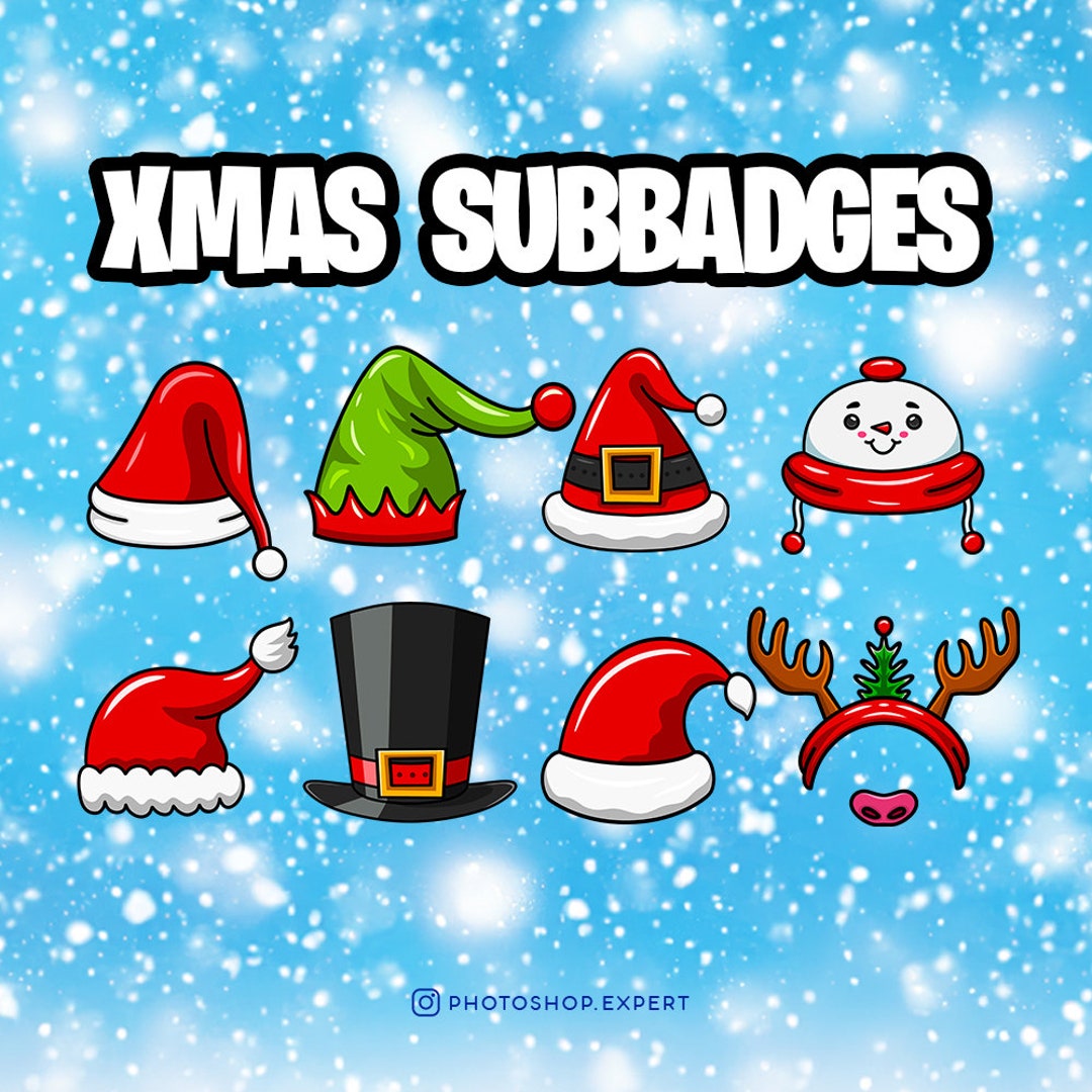 Christmas Hats Twitch Sub Badges: Winter Holiday Theme (digital ...