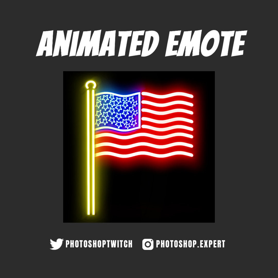 Animated Neon American Flag Emote, 4th of July Emote, Twitch Emote ...