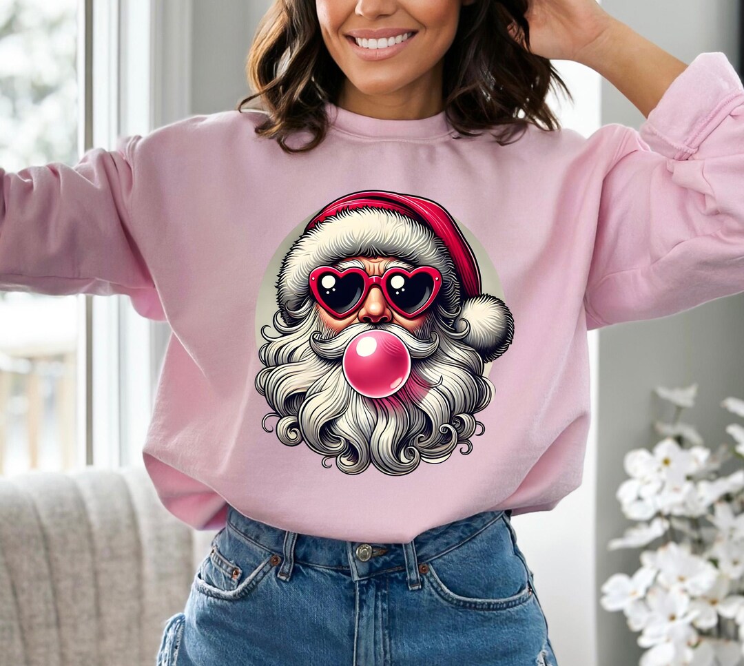 Santa Chewing Gum Sweatshirt, Retro Christmas Santa Sweater and Hoodie ...