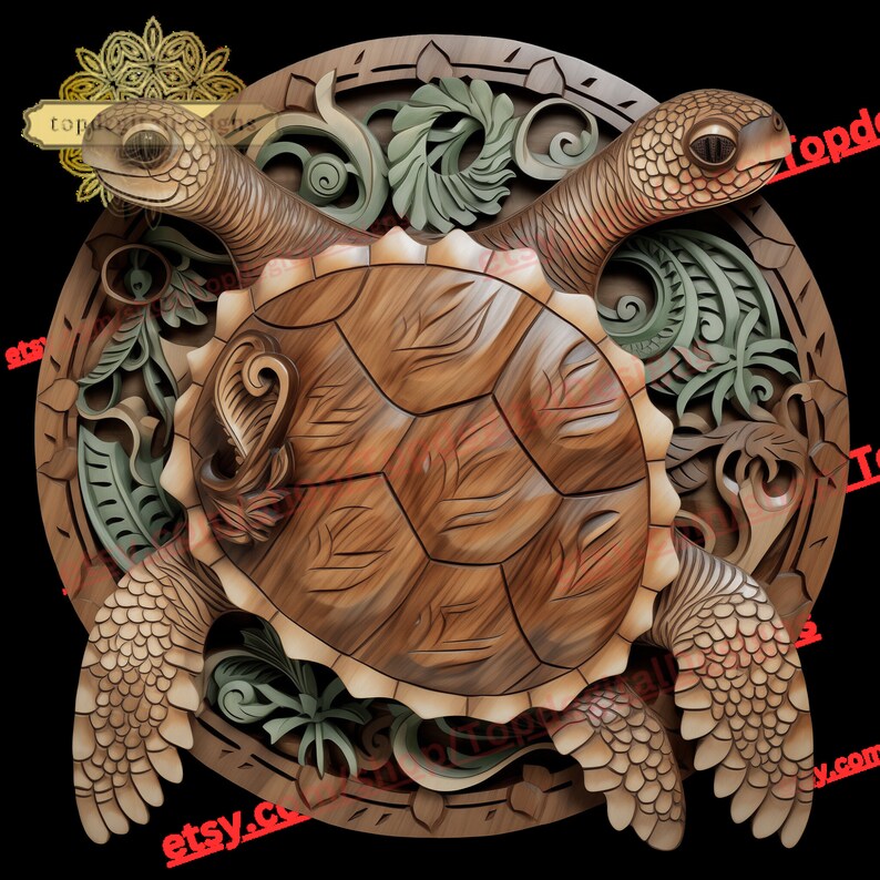 Turtles Art,carved Wood, 3D Illusion, Lightburn,turtle Wood Carving, Cnc Laser, Digital File ...