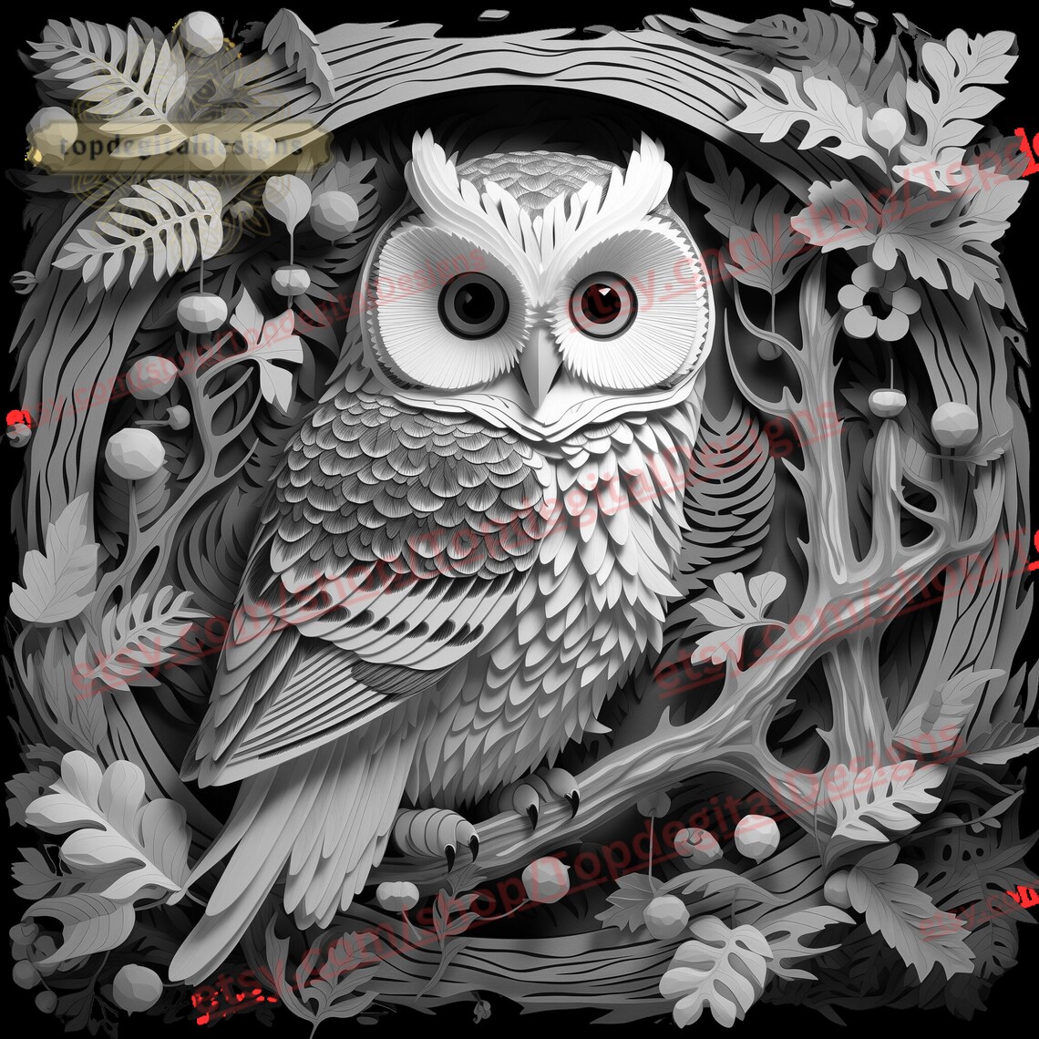 Laser Burn PNG, 3D Illusion, Owl Engraved, Instant Download, Lightburn ...