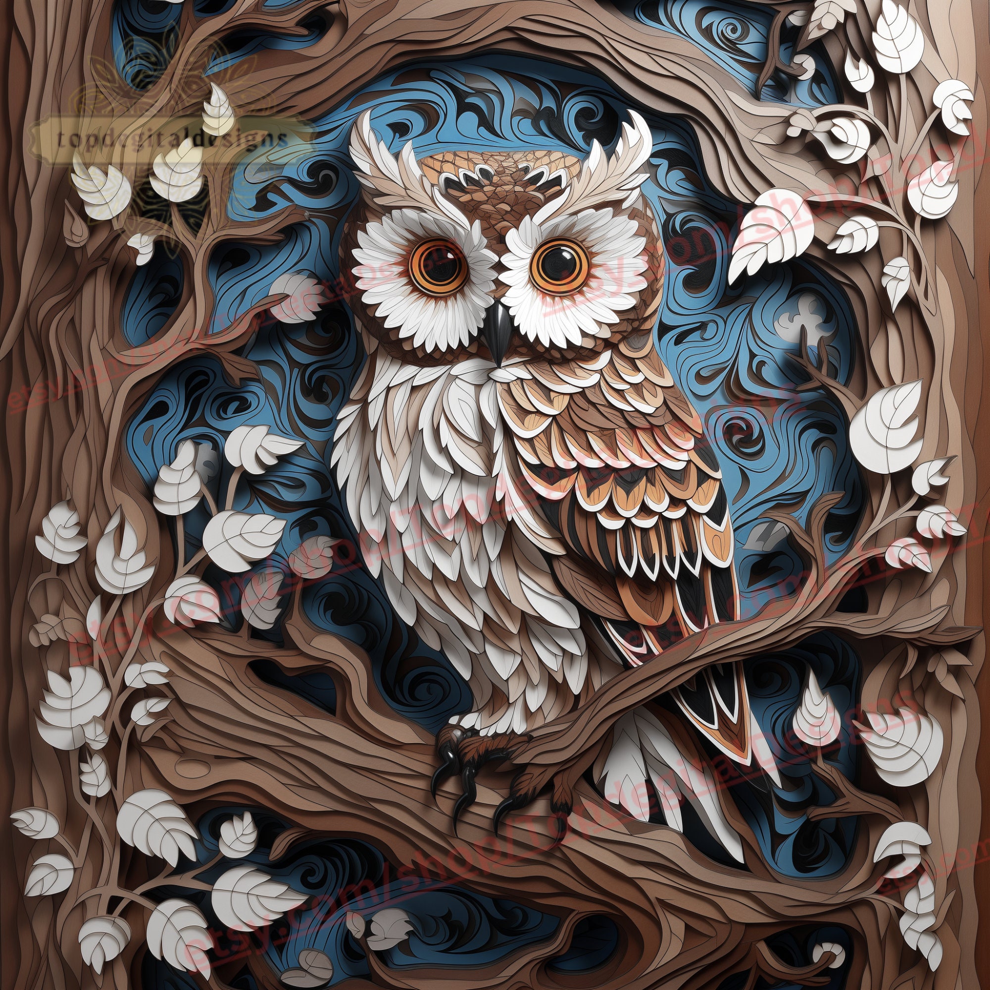 Laser Burn PNG, 3D Illusion, Owl Engraved, Instant Download, Lightburn ...