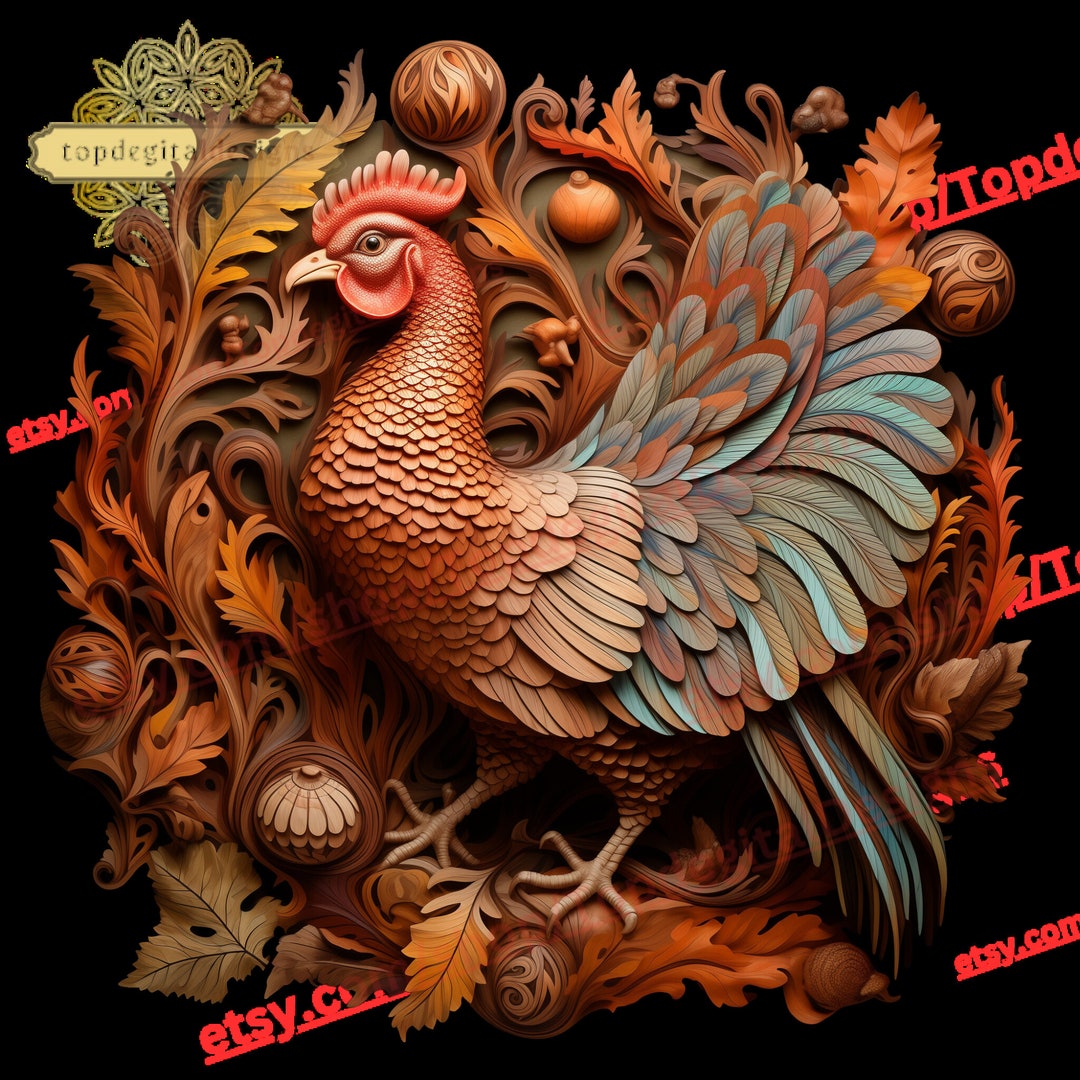 Thanksgiving Png ,carved Wood, 3D Illusion,turkey Gobbler,,lightburn ...