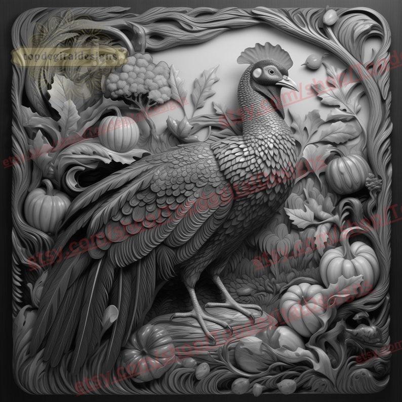Thanksgiving Png ,carved Wood, 3D Illusion,turkey Gobbler,,lightburn ...