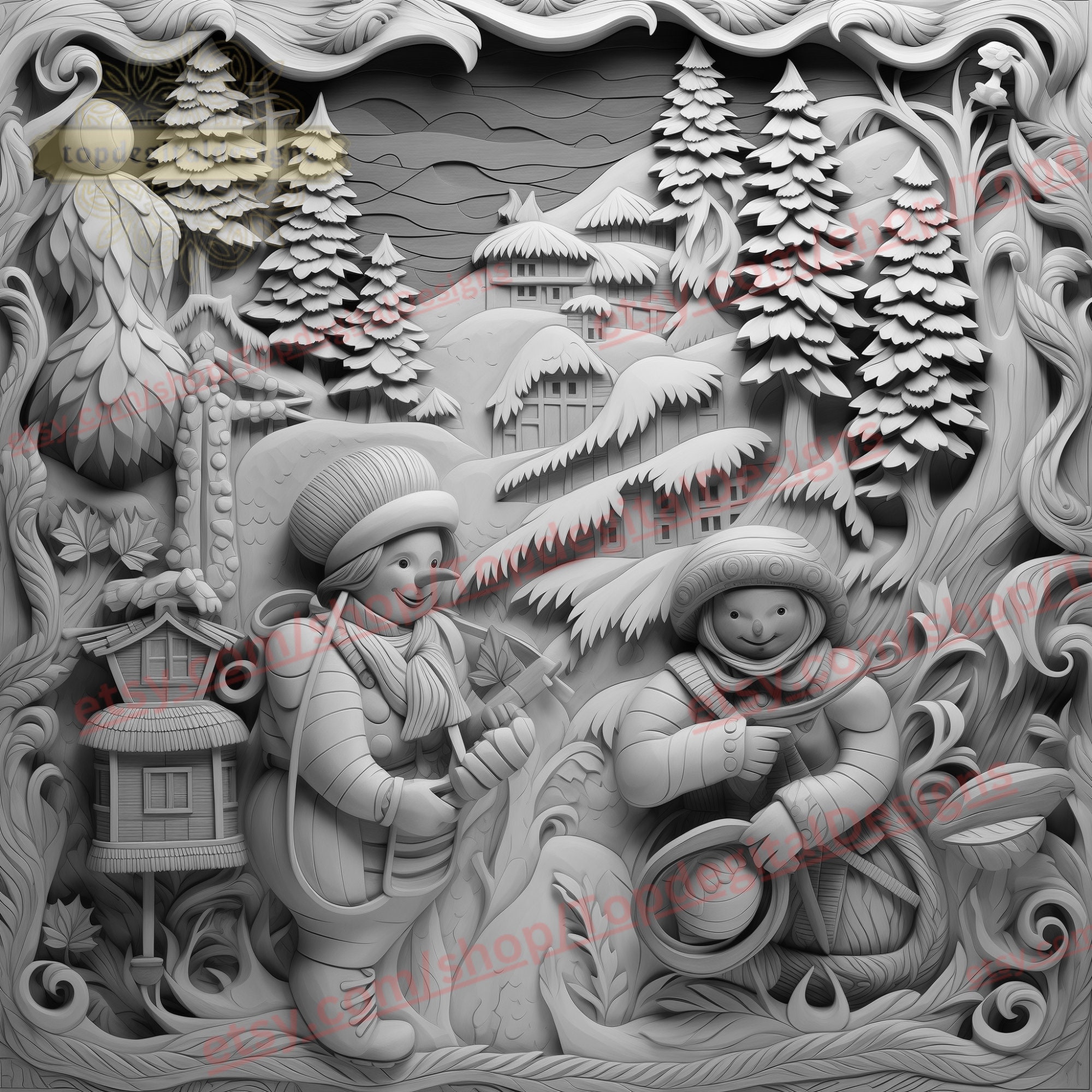 Laser Burn PNG, 3D Illusion, Lightburn File, Laser Ready, Snowman 3D ...