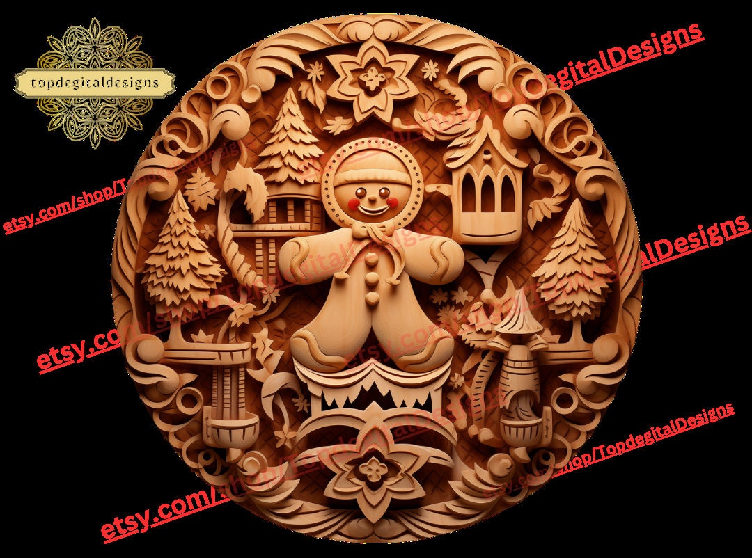 Laser Burn PNG Gingerbread Man PNG for Engraving 3D - Etsy