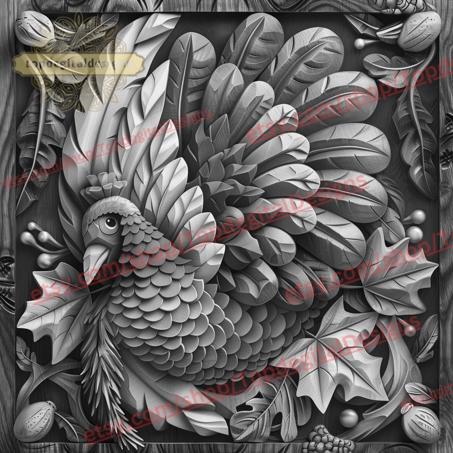 Thanksgiving Png ,carved Wood, 3D Illusion,turkey Gobbler,,lightburn ...