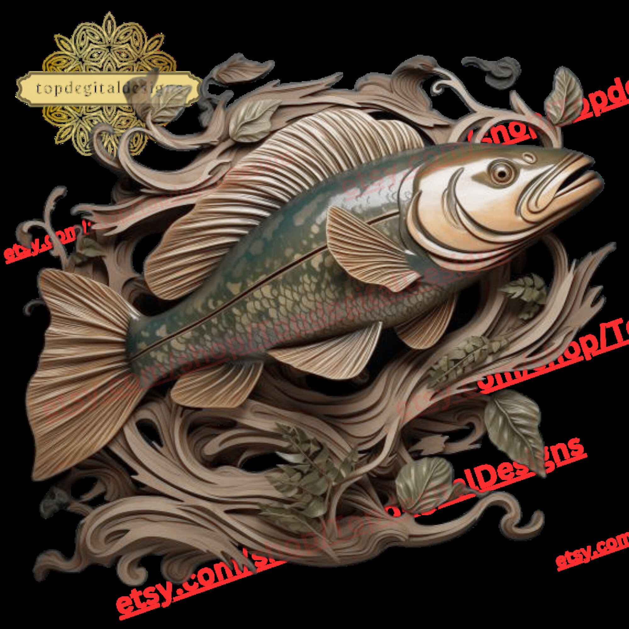 Muskie Pictures,carved Wood, 3D Illusion, Lightburn,tiger Muskie ...