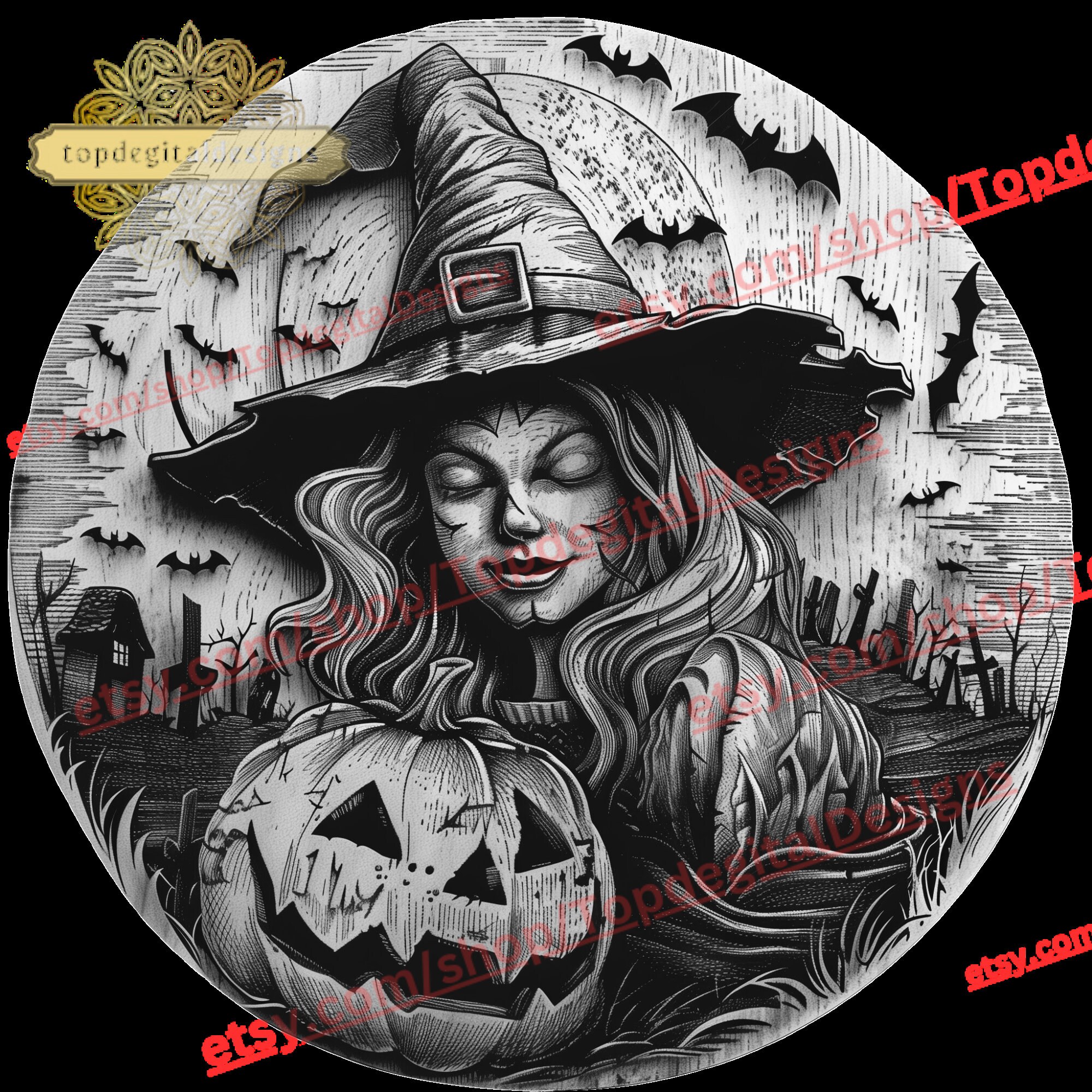 Halloween Art,carved Wood, 3D Illusion,halloween Witch,lightburn, Cnc ...