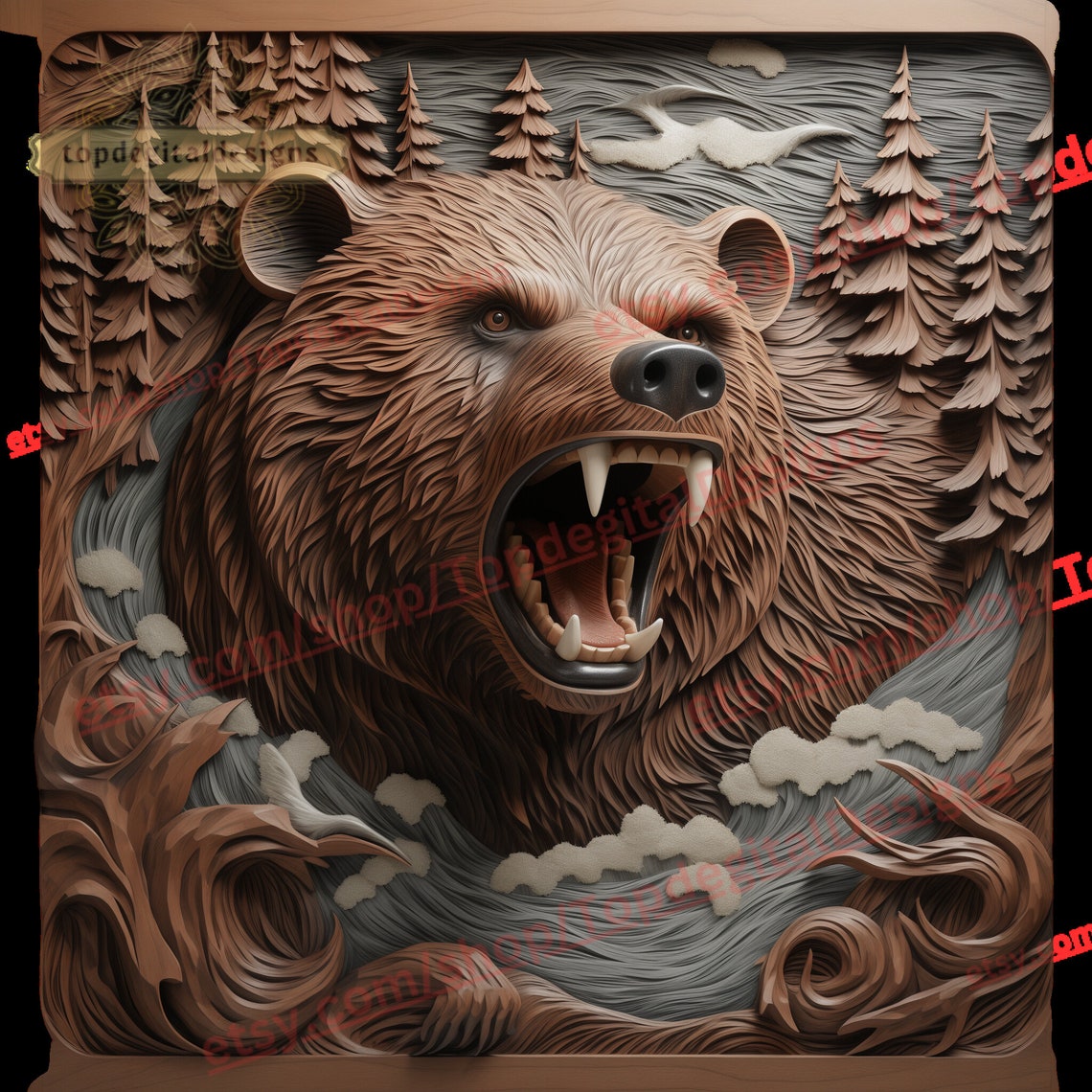 Laser Burn PNG, 3D Illusion, Engrave, Lightburn, Laser Ready, Wildlife ...