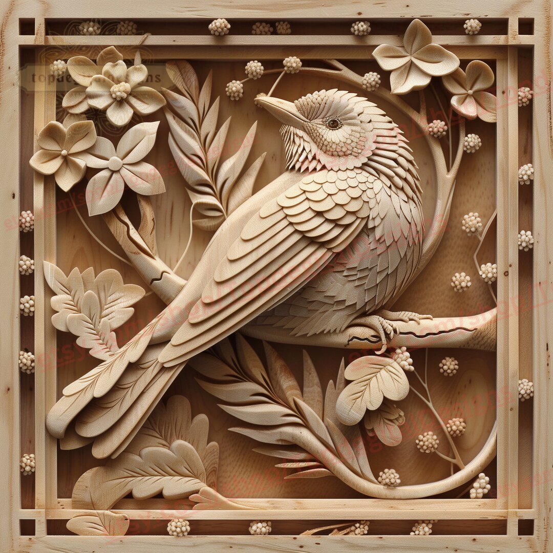 Beautiful Birds, ,carved Wood, 3D Illusion,engraved ,lightburn, Cnc ...