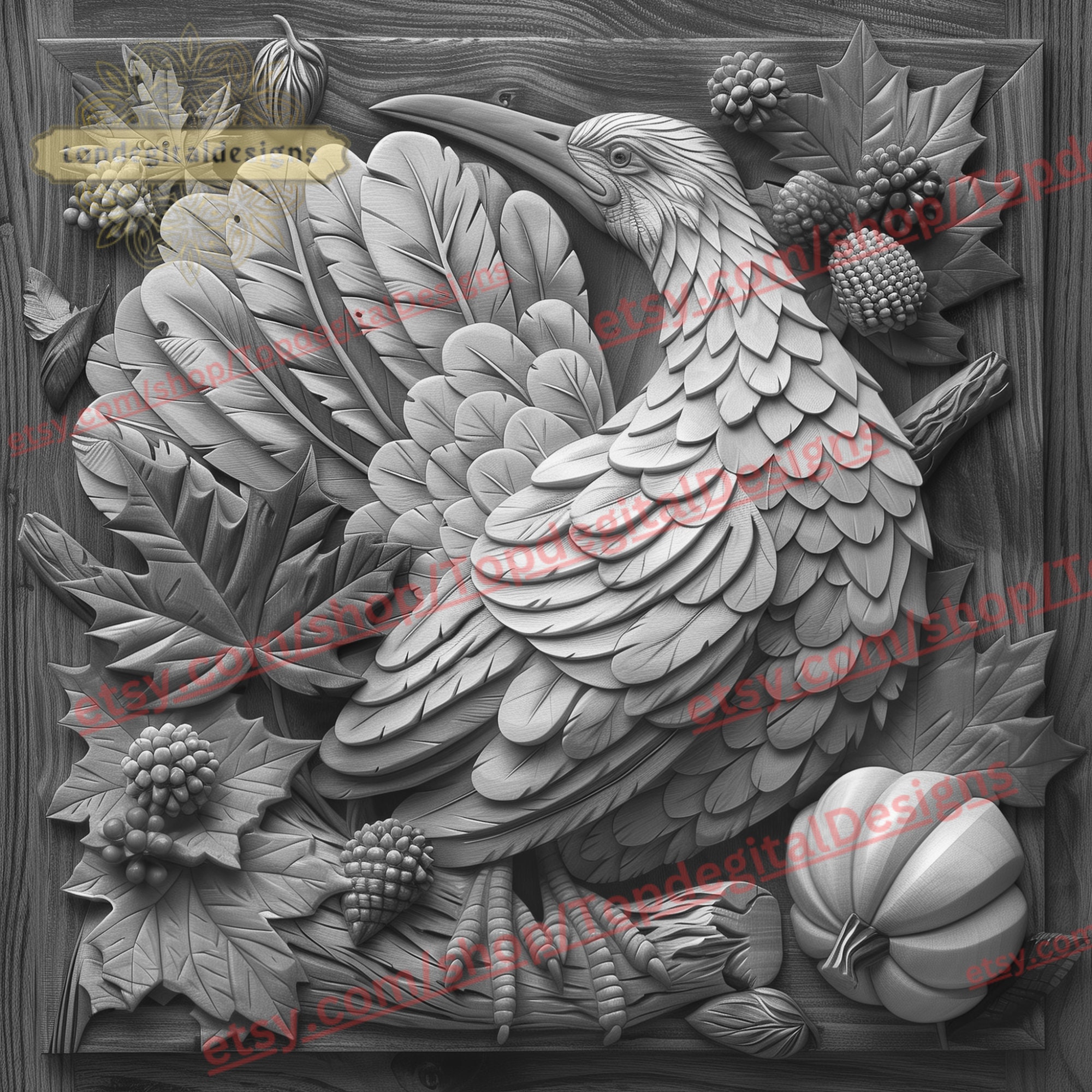 Thanksgiving Png ,carved Wood, 3D Illusion,turkey Gobbler,,lightburn ...