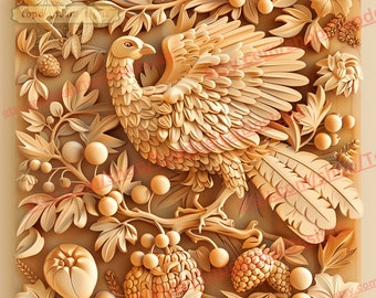 Thanksgiving Png ,carved Wood, 3D Illusion,turkey Gobbler,,lightburn ...
