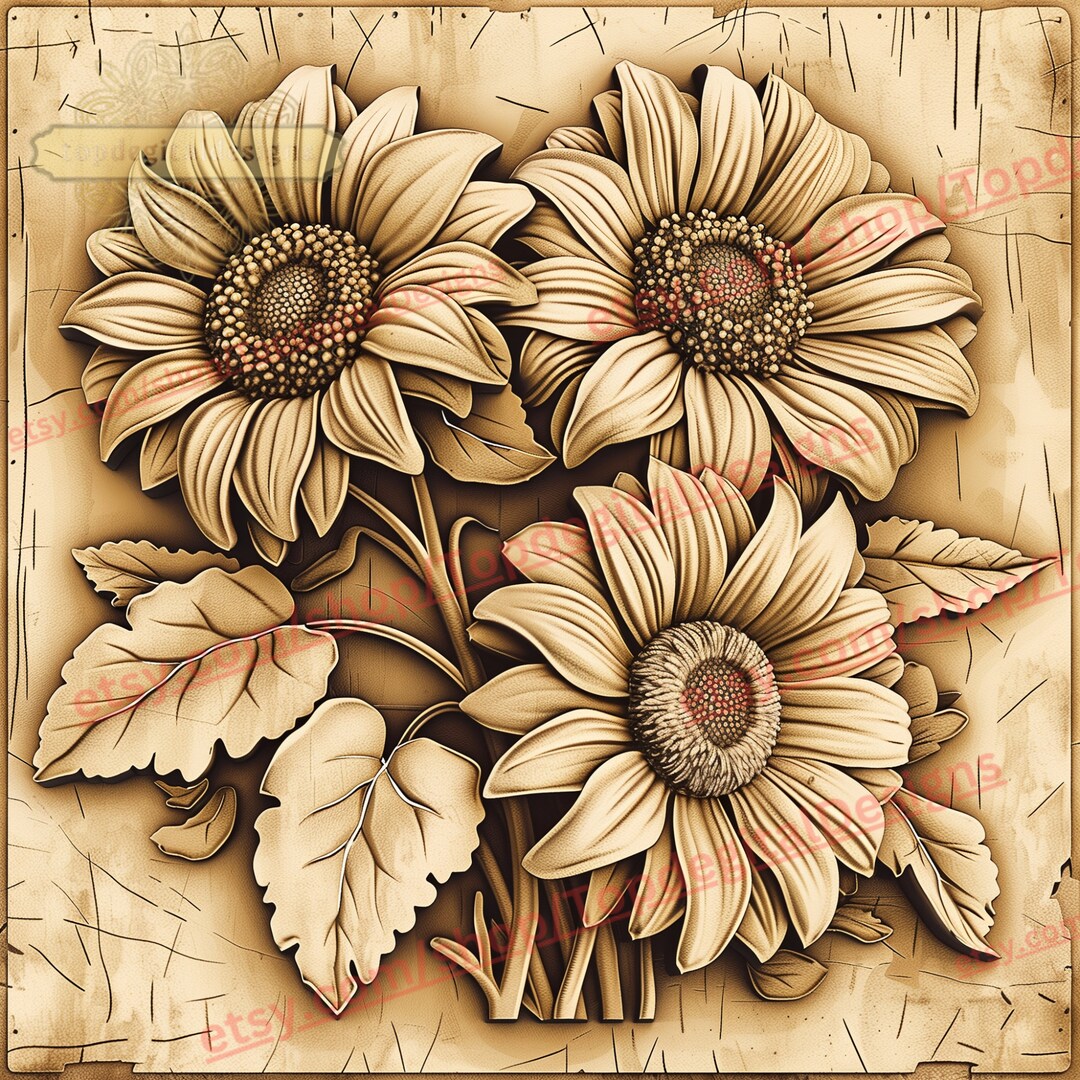 Sunflower Art, ,carved Wood, 3D Illusion, Sunflower Wallpaper ...