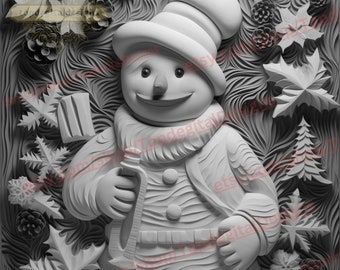 Laser Burn PNG, 3D Illusion, Lightburn File, Laser Ready, Snowman 3D ...