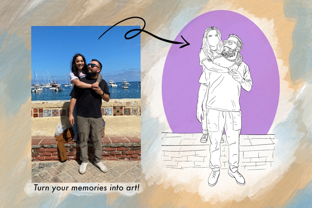 Custom and Personalized Line Drawing Portrait - Etsy