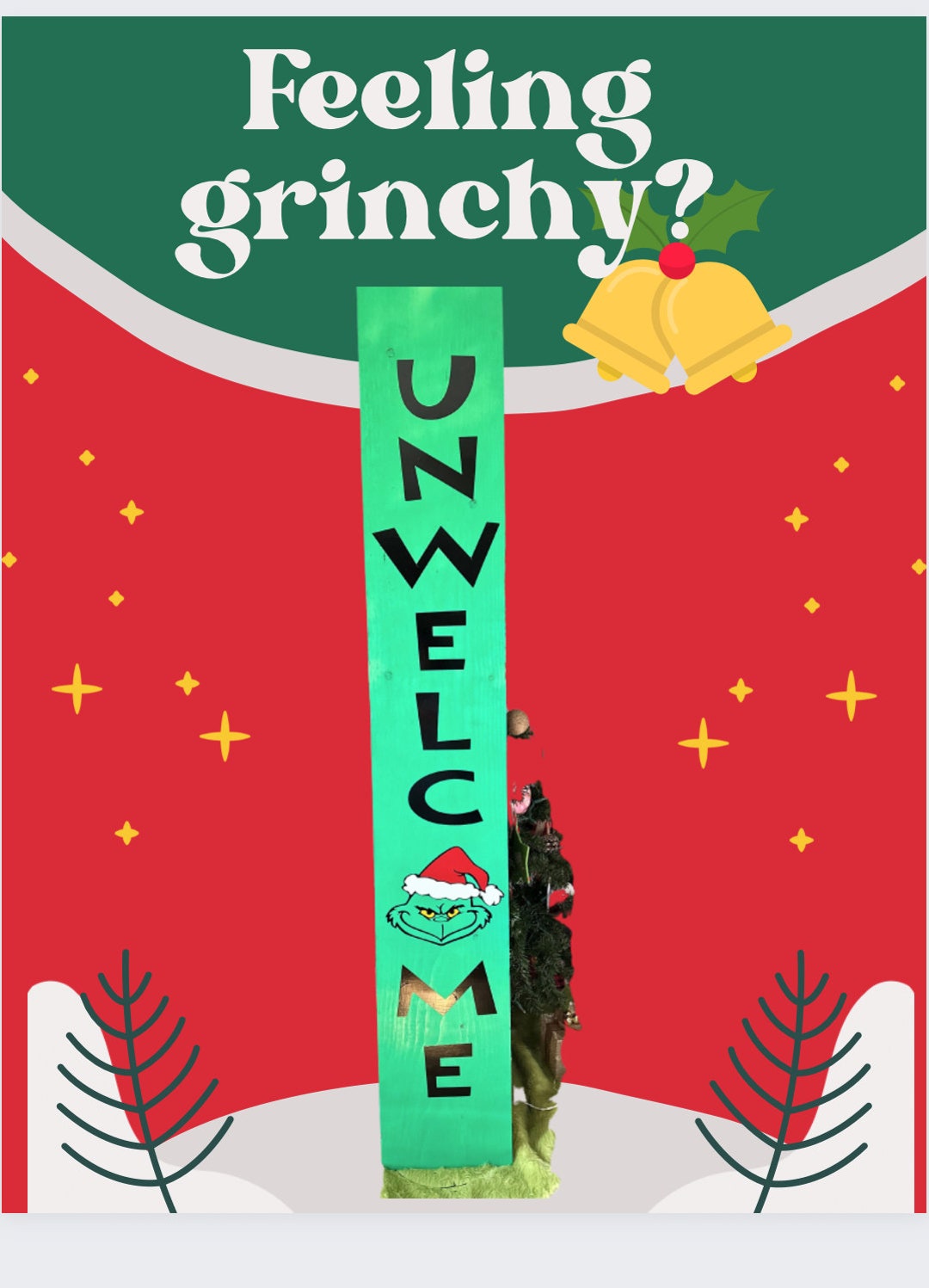 Grinch Unwelcome Sign Decor - Etsy