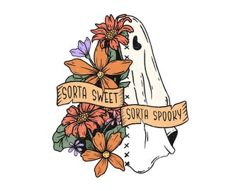 Sorta Sweet Sorta Spooky Png, Hobo Floral Boo Png, Retro Halloween Png ...