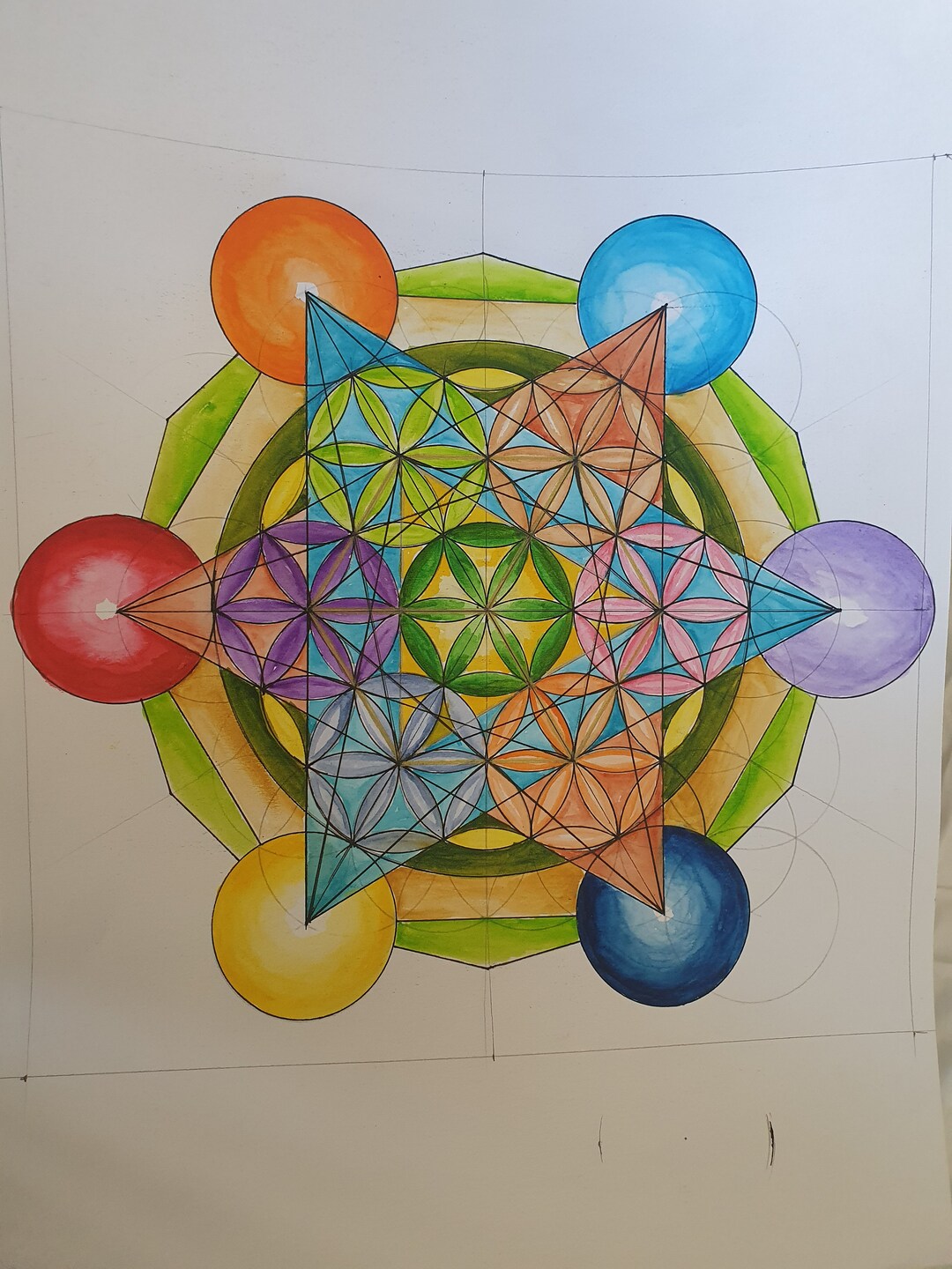 Handmade Sacred Geometric Drawing - Etsy UK