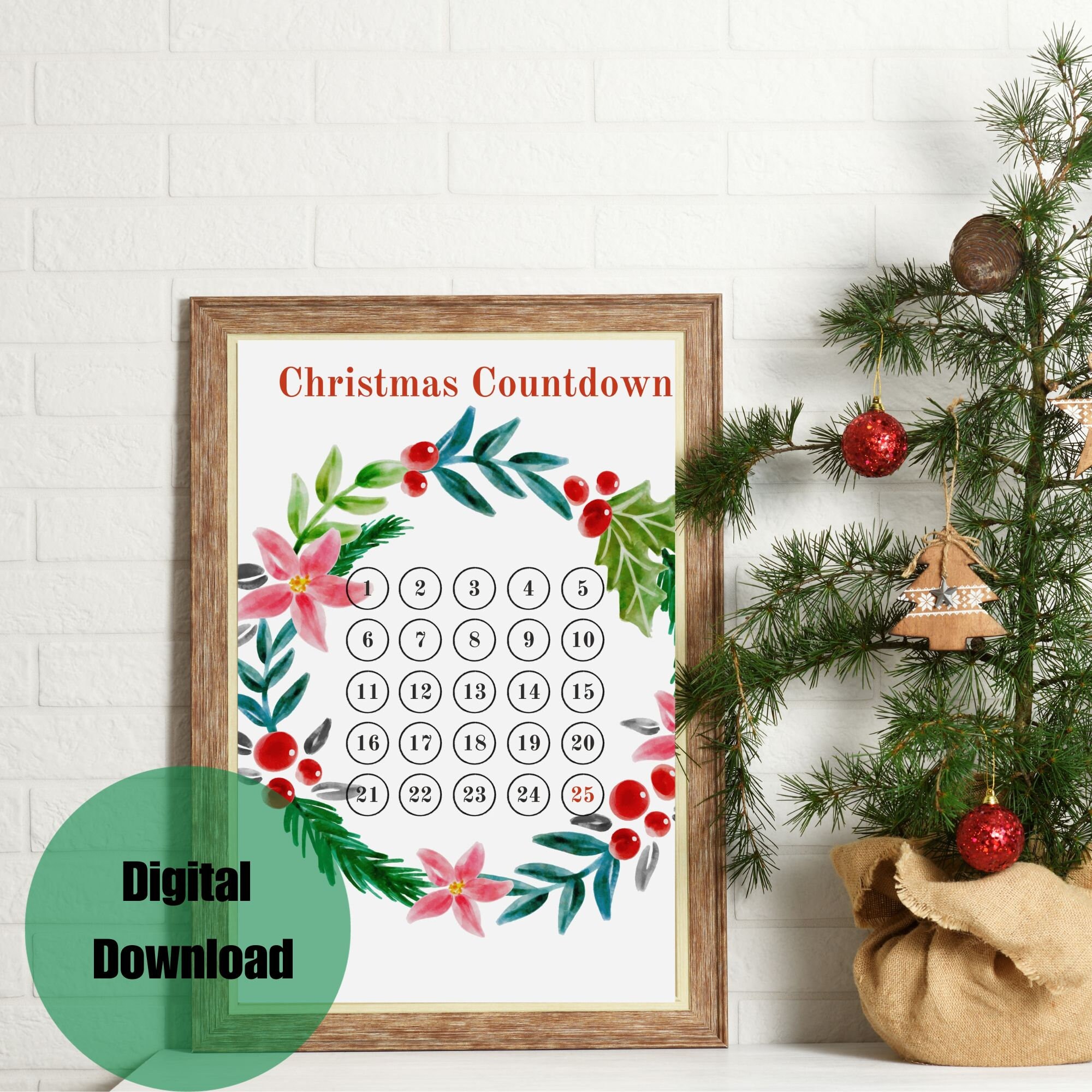 Christmas Countdown Printable Cute Christmas Prints Advent Calendar - Etsy
