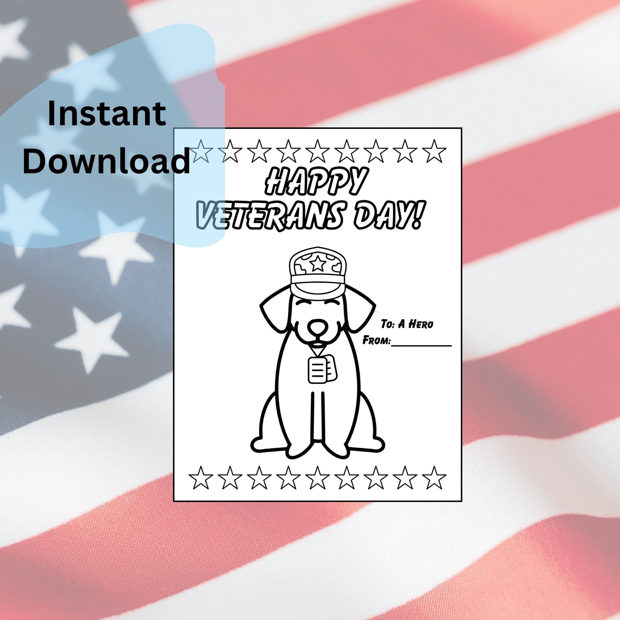 Veterans Day Coloring Page Veterans Day Print for School PDF Digital ...