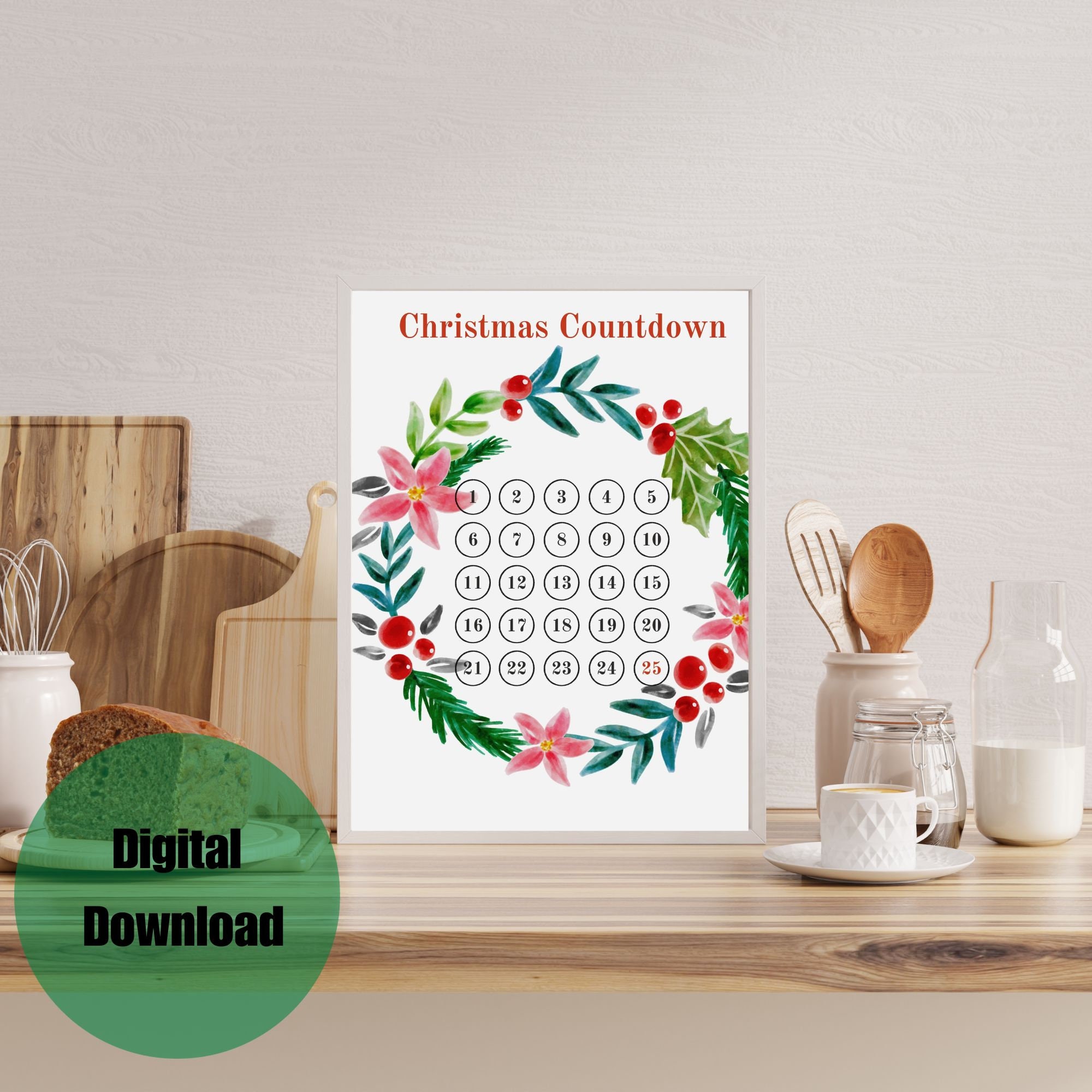 Christmas Countdown Printable Cute Christmas Prints Advent Calendar - Etsy