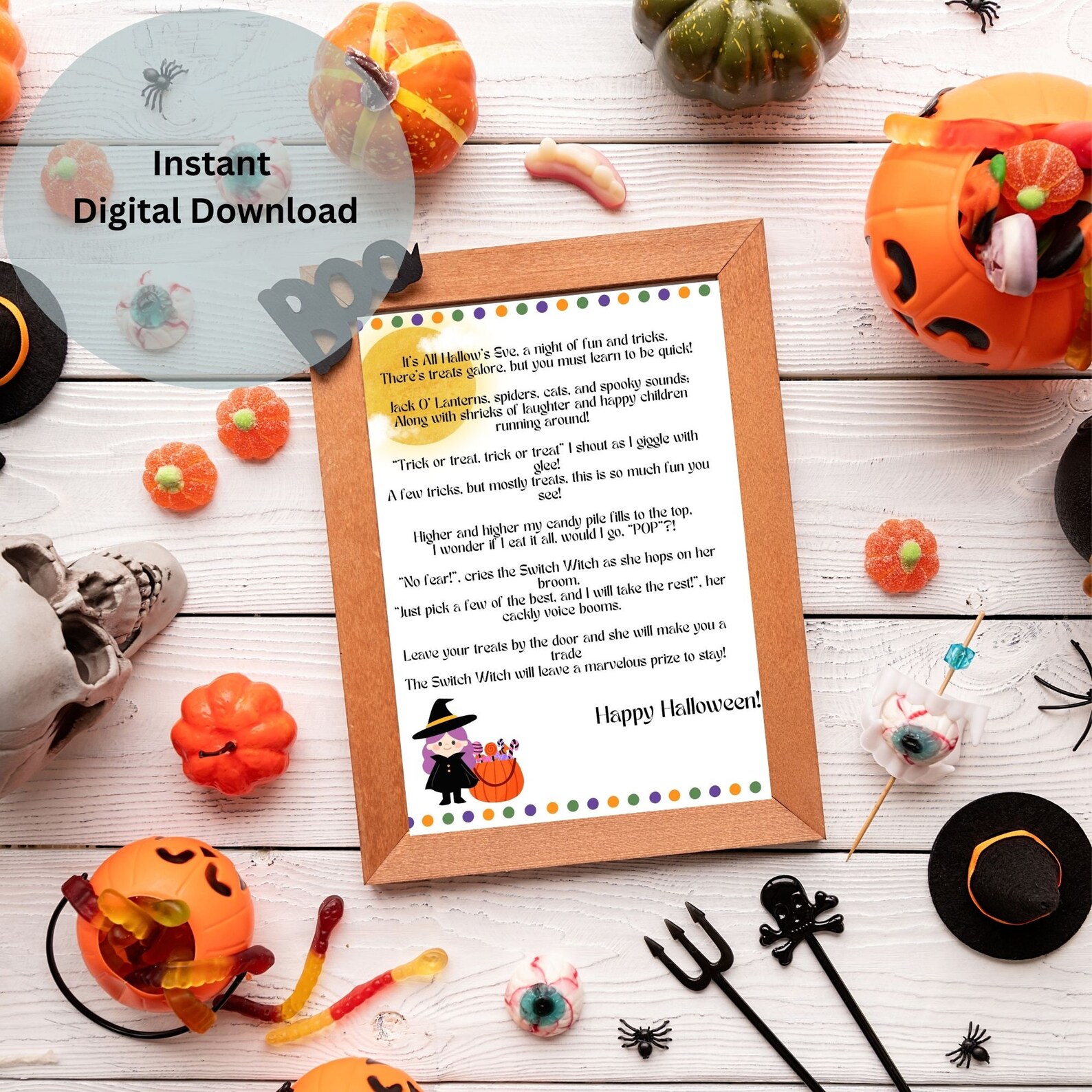 Switch Witch Note Halloween Printable Halloween Digital - Etsy