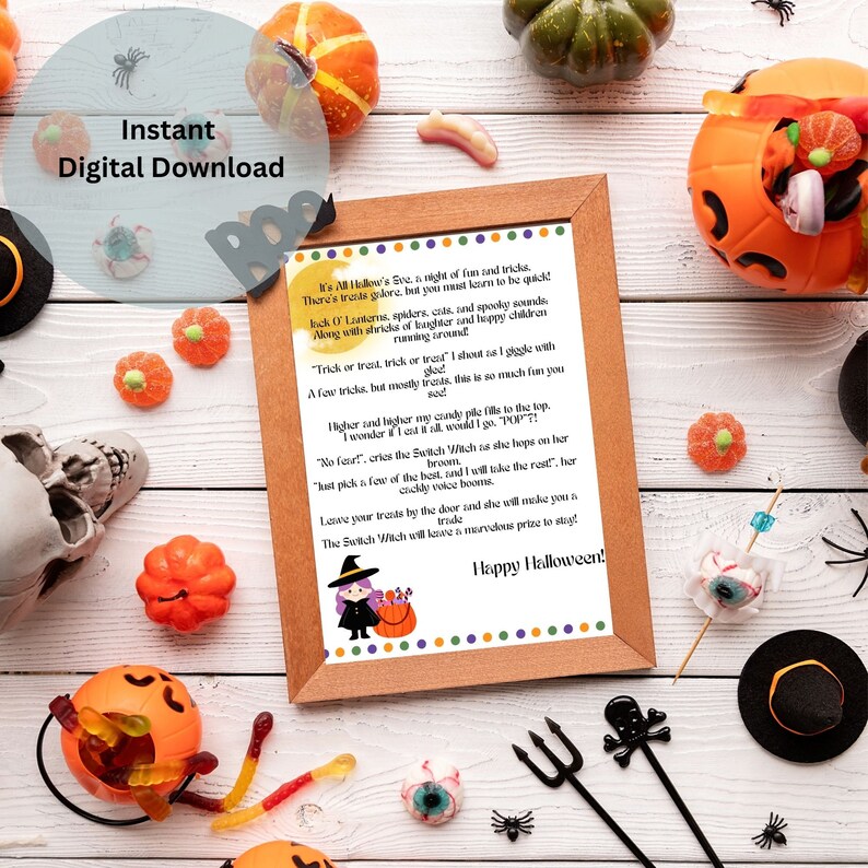 Switch Witch Note Halloween Printable Halloween Digital - Etsy