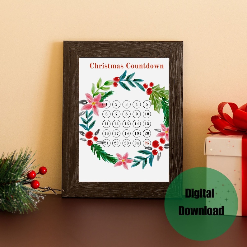 Christmas Countdown Printable Cute Christmas Prints Advent Calendar - Etsy