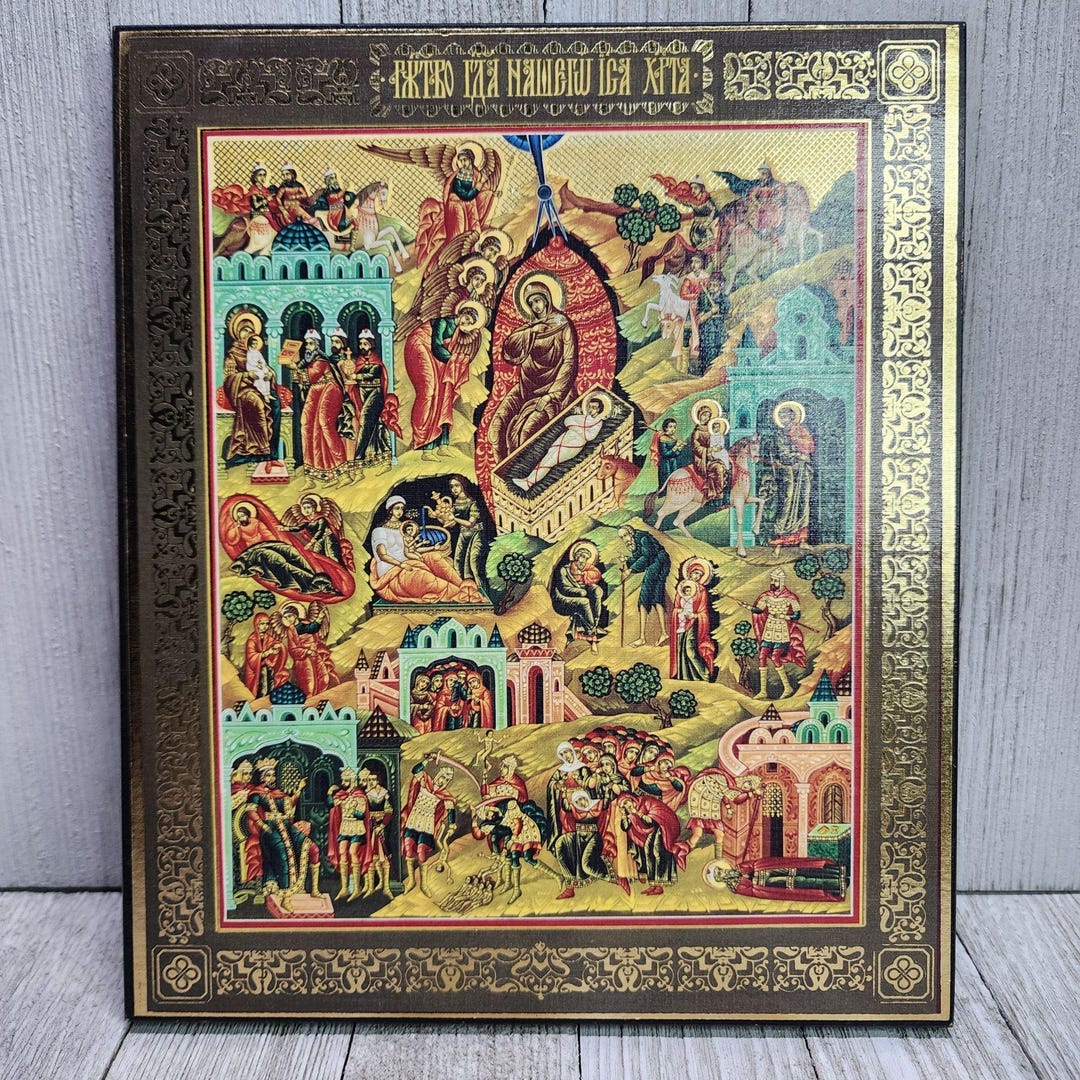 Vtg Wooden Plaque of the Nativity Cycle From the Birth of Jesus Christ ...