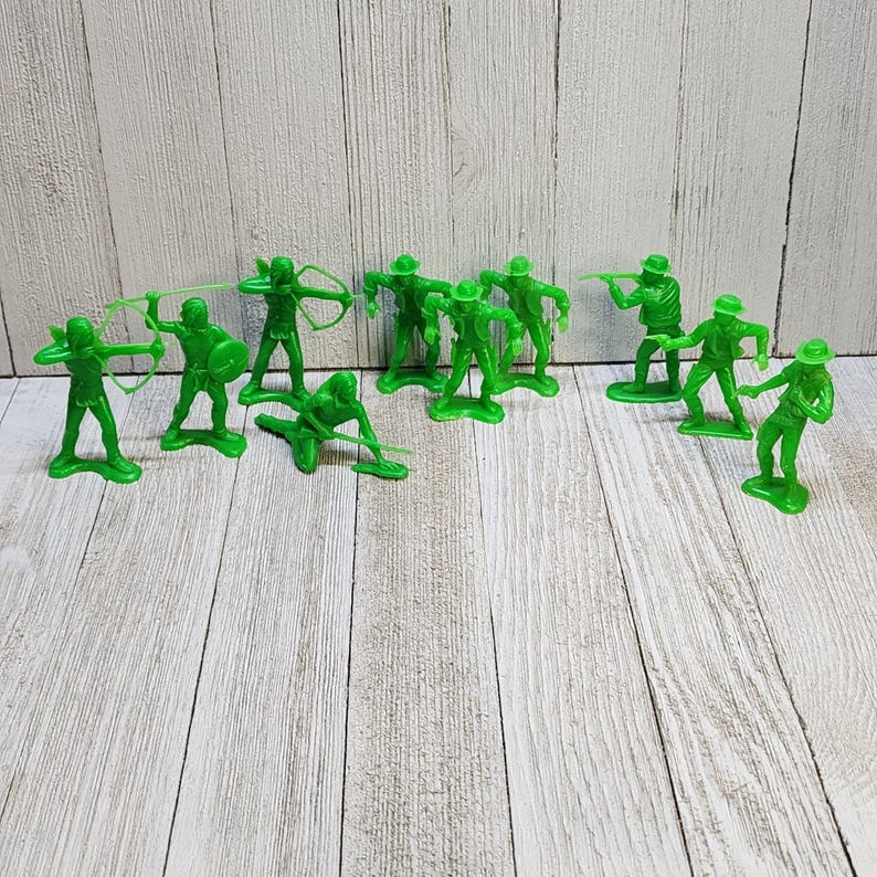 Vintage Toy Little Green Cowboys and Indians Action Figures - Lot of 10 ...