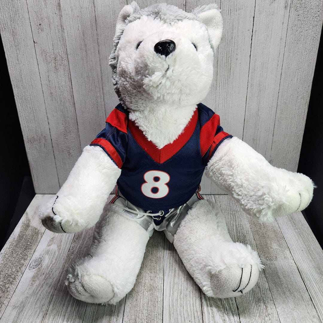 Vtg the Bear Factory Husky Dog Plush With Jersey #8 Stuffed Animal Toy ...