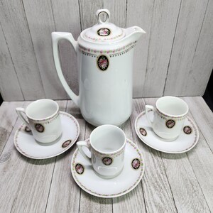 Vintage Bavaria Chocolate Tea Set Porcelain Victorian Gold Trim Pink ...