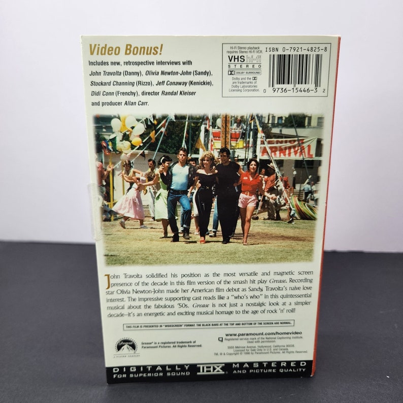 Grease 20th Anniversary Edition VHS Tape 1998 John Travolta Widescreen ...