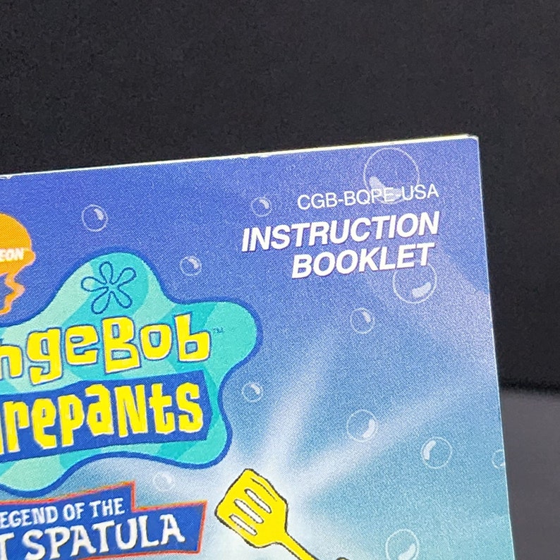 Spongebob Squarepants: Legend of the Lost Spatula Gameboy Color Manual ...