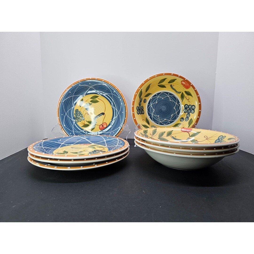 Salute Ceramics Tuscan Fruit Bowls and Dinner Salad Plates SET - Etsy