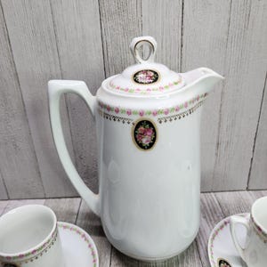 Vintage Bavaria Chocolate Tea Set Porcelain Victorian Gold Trim Pink ...