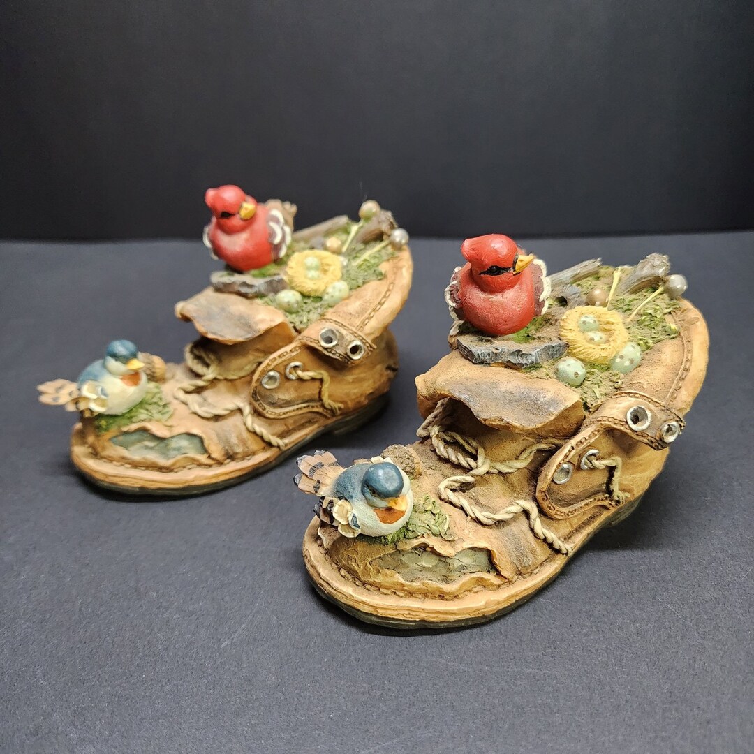 Vintage Nesting Birds in Shoe Cardinal Bird Boots Blue Red Pair - Etsy