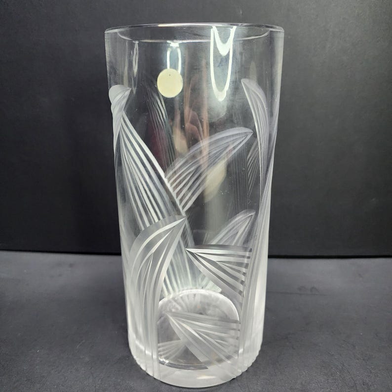 Vintage Astral Full Lead Crystal Vase 8'' Botanical Swirl Engraved ...