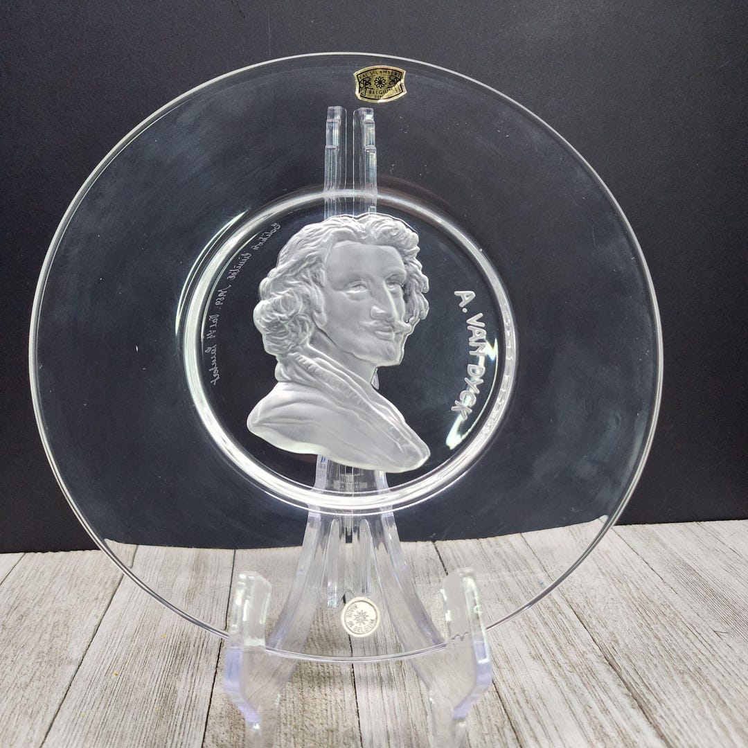 VTG Val St Lambert Luncheon Collectors Plate Intaglio Old Masters Van ...