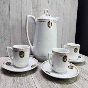 Vintage Bavaria Chocolate Tea Set Porcelain Victorian Gold Trim Pink ...